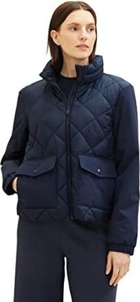 Tom Tailor Veste matelassée pour femme avec col montant et poches, 10668-bleu capitaine, XL