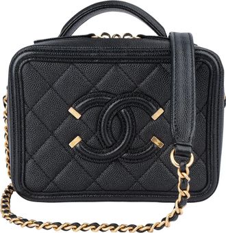 Chanel Crossbody Bags - Chanel Quilted Caviar Leather CC Filigree Crossbod - Gr. unisize - in Schwarz - f&uuml;r Damen