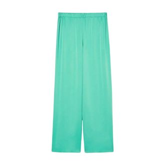 Marina Rinaldi Femme, Pantalons, Vert, Taille: 44 FR Pantalon en satin à coupe droite