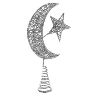 BESPORTBLE Weihnachtsbaumspitze Baumspitzenschmuck aus Eisen Silber Stern Mond Festtagsdekoration Kinderfreundlich