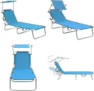 vidaXL Vidaxl - Klappliege mit Sonnendach Blau Aluminium - Sonnenliege - Gartenliege - Klappliege - Aluminium Liege - Outdoor Möbel - Home & Living