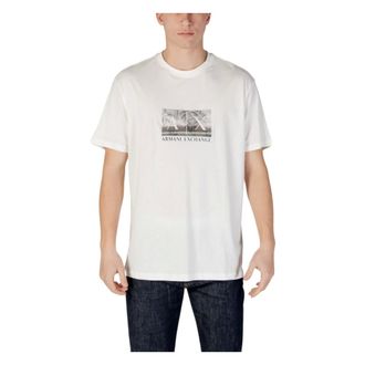 A|X Armani Exchange Homme, Tops, Blanc, Taille: 2XL T-shirt Blanc Imprimé Manches Courtes