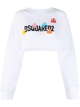 Dsquared2 sweat crop &agrave; logo imprim&eacute; - Blanc