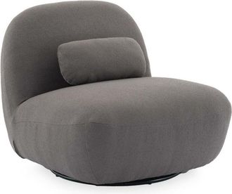 Sweeek Sweeek - Fauteuil pivotant 360° en bouclette texturée gris souris. piètement en métal noir mat - spino