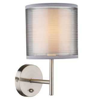 Globo Lighting Wand Leuchte Textil Schirm Lese Schlafzimmer Leuchte grau Schalter Strahler Globo 15190W