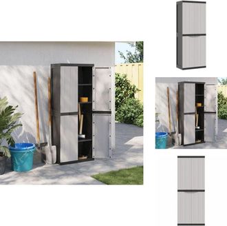 vidaXL Armoire de rangement dextérieur gris et noir 65x37x165 cm pp - Meuble De Rangement Extérieur - Armoire Extérieure - Rangement Jardin - Coffre De