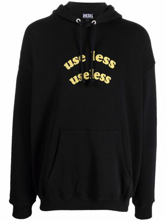 Diesel hoodie &agrave; slogan imprim&eacute; - Noir