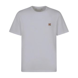 Maison Kitsun&eacute; Homme, Tops, Blanc, Taille: M Fox Head Patch Regular Tee Shirt