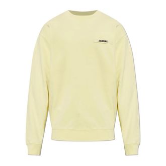 Jacquemus Homme, Sweatshirts et sweats &agrave; capuche, Jaune, Taille: L SweaT-shirt avec &eacute;cusson logo