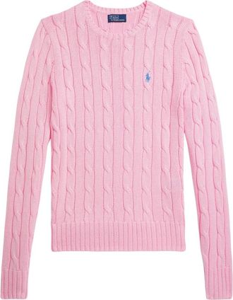 Ralph Lauren Femme, Pulls, Rose, Taille: 36 FR Pull Logo en Maille C&acirc;bl&eacute;e