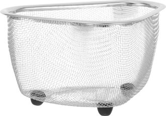 Angoily Eckiger Sp&uuml;lbeckenkorb aus Edelstahl Dreieckiger Abtropfkorb mit Feinmaschigem Design K&uuml;chenschwammhalter und Aufbewahrungskorb f&uuml;r Haushalt und Resta