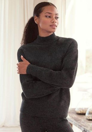Lascana Strickpullover mit Stehkragen und Rippb&uuml;ndchen, Loungewear