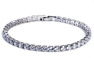 Generic Bracelets de Tennis en zircone cubique de Luxe 4Mm Bracelet de Mariage en Cristal de cha&icirc;ne Euro pour Femmes Hommes Bracelet en Argent bijouxDurabilit