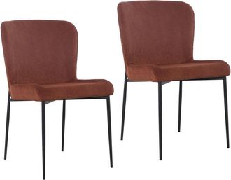 SVITA Svita - freddie Lot de 2 chaises de salle &agrave; manger avec housse en cordon et pieds en m&eacute;tal Marron