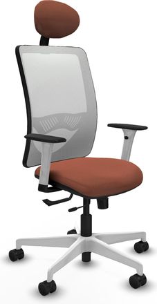 Piqueras y Crespo Schreibtischstuhl Zulema in Beige und Wei&szlig;, mit schwarzen und wei&szlig;en Armlehnen, h&ouml;henverstellbarer Lendenwirbelst&uuml;tze und festem Kopfteil, ausgestatte