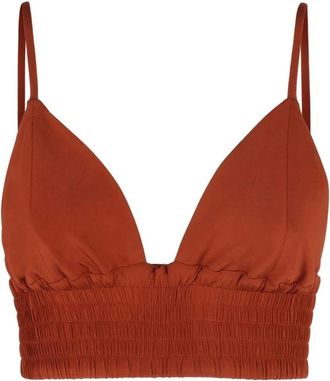 Federica Tosi Femme, Tops, Orange, Taille: 38 FR Smocked Cropped Camisole Top