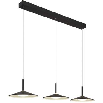 Globo Lighting Suspension lampe salle &agrave; manger suspension led noir mat r&eacute;tro 3 ampoules opale