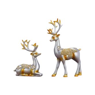 Generic Rentier-Statue, Rentier-Weihnachtsdekoration, 2 Rentier-Weihnachtsdekoration, Kunstharzstatue, Einladend, Kreativer Reichtum, Elch, Kunsthandwerk, Orn