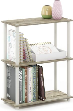 Furinno 3-Ebenen kompaktes Mehrzweck-Regal, holz, Sonoma Eiche/Weiß, 75.18 x 59.94 x 29.46 cm
