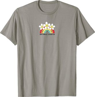 Trendy Apparel Emotionally Exhausted Small Rainbow Daisies Center Icon T-Shirt