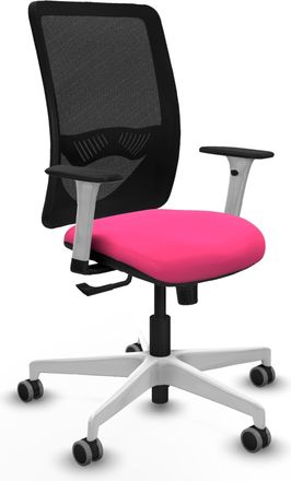 Piqueras y Crespo Drehstuhl Zulema Rosa mit wei&szlig;en und schwarzen Armlehnen, h&ouml;henverstellbare Lendenwirbelst&uuml;tze, ausgestattet mit Sincro 3 Positionen und Schneideschau