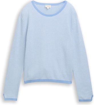 Tom Tailor Damen 1049718 Strickpullover mit Struktur, 39458-Light Blue Bubble Structure, XXL