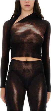 Jean Paul Gaultier Femme, Tops, Brun, Taille: 36 FR Long Sleeve Hauts