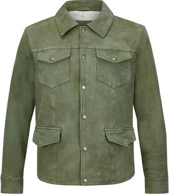 Milestone Herren Lederjacke gr&uuml;n Ziegenvelours