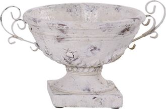 Matches 21 matches21 Sockel Pflanzschale mit Henkel für draußen - 35 cm Shabby Dekoschale in Creme Antik-Optik als Vintage Keramik Blumentopf Pflanztopf - runde 