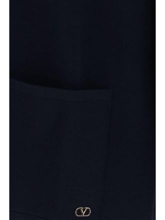 Valentino Mens Cardigan Vlogo Navy Merino Wool Sweater