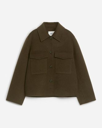 Arket Doubleface-Overshirt Aus Wolle -Gr&uuml;n