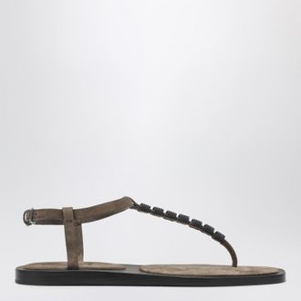 Brunello Cucinelli Suede thong sandals with Precious Straps