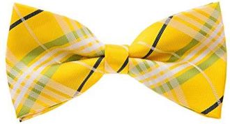 Retreez Noeud papillon pr&eacute;-nou&eacute; en microfibre tiss&eacute;e &agrave; carreaux classique &eacute;l&eacute;gant (12,7 cm), jaune, taille unique