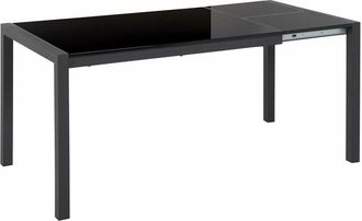 Beliani Beliani - Esstisch Schwarz 120/160 x 80 cm rechteckig ausziehbare Tischplatte f&uuml;r 6 Personen modern schlicht f&uuml;r Esszimmer K&uuml;che