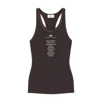 Elisabetta Franchi Rippstrick-Top mit Kettenbesatz - - Tops - Damen - Braun - L