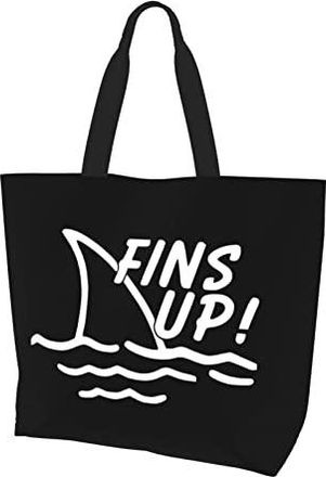 AOOEDM Fins Up Ladies Canvas Tote Sac &agrave; provisions r&eacute;utilisable