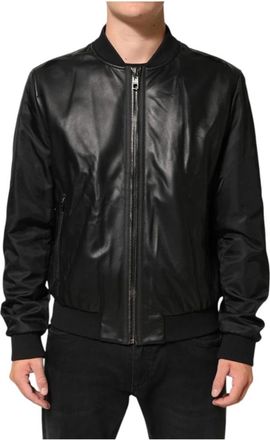 Dolce & Gabbana Homme, Vestes, Noir, Taille: 3XL Blouson en cuir et nylon avec fermeture &eacute;clair int&eacute;grale