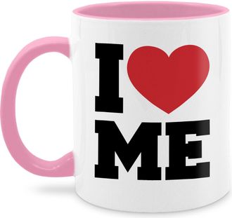 Shirtracer Tasse Tassen 325ml - Statement - I love me - Selbstverliebt | Narzissmus | Ich liebe mich | Love myself - 325 ml - Rosa - groß kaffetassen sprüche sta