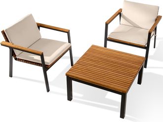 Konsimo Ariato Gartenm&ouml;bel-Set aus Robinienholz - Premium Terrassenm&ouml;bel mit Aluminiumgestell, inkl. Polster, FSC Zertifiziert, wetterfest, EU-Qualit&auml;t