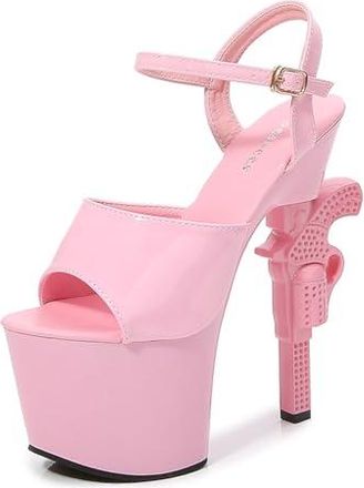 Generic Rose,38 EU,Escarpins à Talons Aiguilles et Bout Ouvert pour Femme, Chaussures de soirée, de Bal, de Danse, à Bride à la Cheville