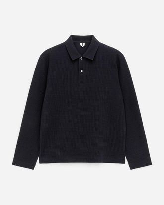 Arket Poloshirt Mit Waffelmuster -Blau