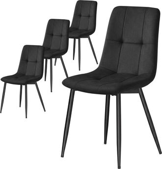 Vasagle Lot de 4 Chaises Rembourr&eacute;es en Velours, Chaises de Salle &agrave; Manger, Pieds R&eacute;glables, pour Cuisine, Salon, Noir