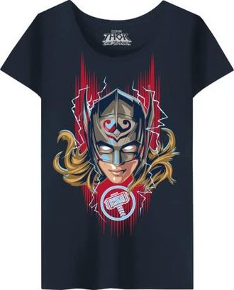 MARVEL WOTLATMTS010 T-Shirt, Navy, S Femme