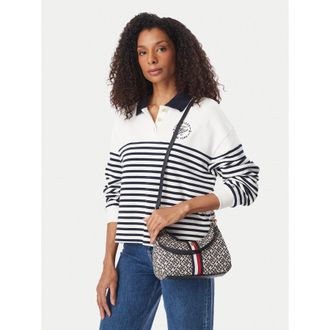 Tommy Hilfiger Handtasche Tommy Hilfiger Th Jacquard Ess Shoulder Bag AW0AW19331 Blau