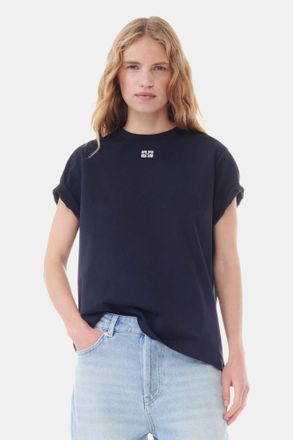 Ganni T-shirt &agrave; strass gris fonc&eacute; Multicolore Coton Biologique - Taille S - Pour Femme