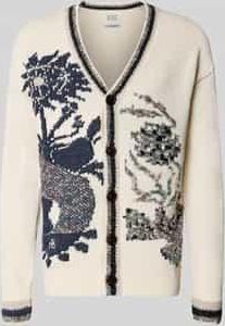 Scotch & Soda Regular Fit Strickjacke mit V-Ausschnitt Modell INTARSIA
