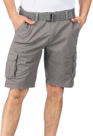 Riverso RIVJoko Short cargo stretch pour homme avec ceinture Coupe droite Tailles S M L XL XXL 3XL 4XL 5XL, Gris, XXXXXL