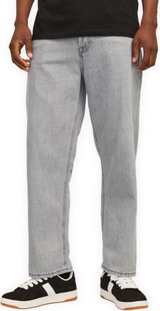 Jack & Jones Jeans Herren Loose Fit - Jeans ohne Stretch aus 100% Baumwolle in Grau, Bequeme Jeanshose mit hoher Taille, Button-Fly, 5-Pocket & Stonewash Look für 