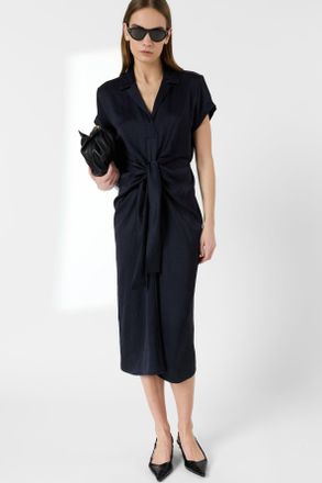 Gerard Darel Robe midi fluide &agrave; col tailleur - ROSY - Marine