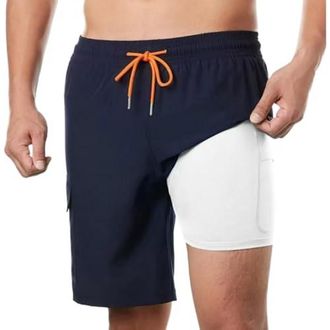 Generic HUIWDP Short de bain d&eacute;t&eacute; tendance en polyester pour homme S&eacute;chage rapide Taille &eacute;lastique Pantalon de plage Traje De Ba&ntilde;o, A13, 3XL